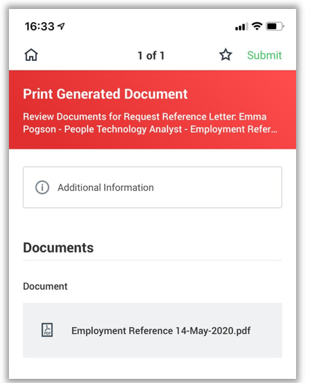 Requesting a reference in Workday – Central Support