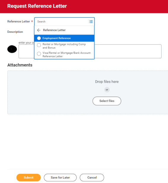 Requesting a reference in Workday – Central Support