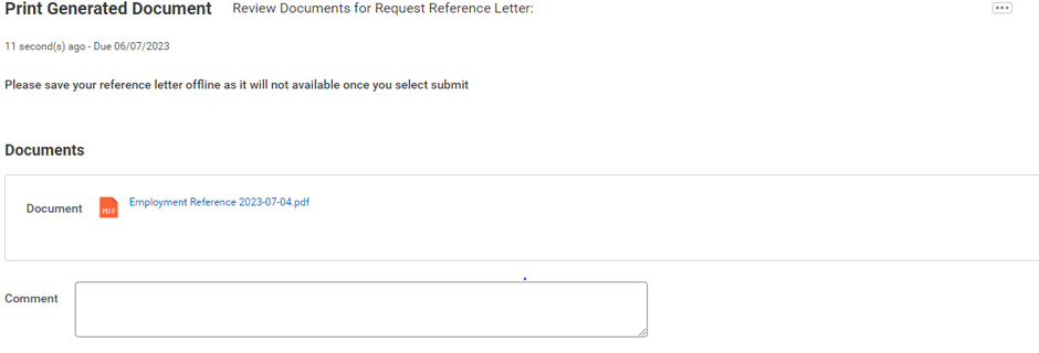 Requesting a reference in Workday – Central Support